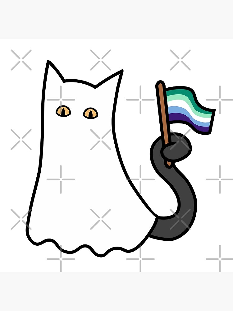 "MLM pride ghost cat with pride flag" Poster for Sale by lunyssa ...