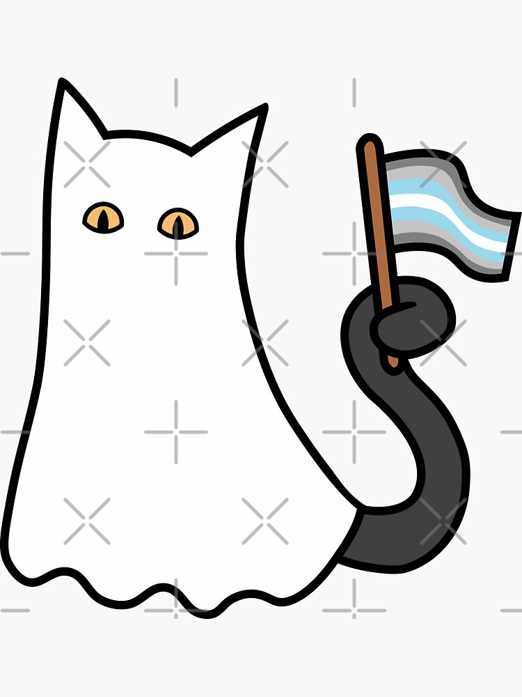 "Demiboy pride ghost cat with pride flag" Sticker for Sale by lunyssa ...