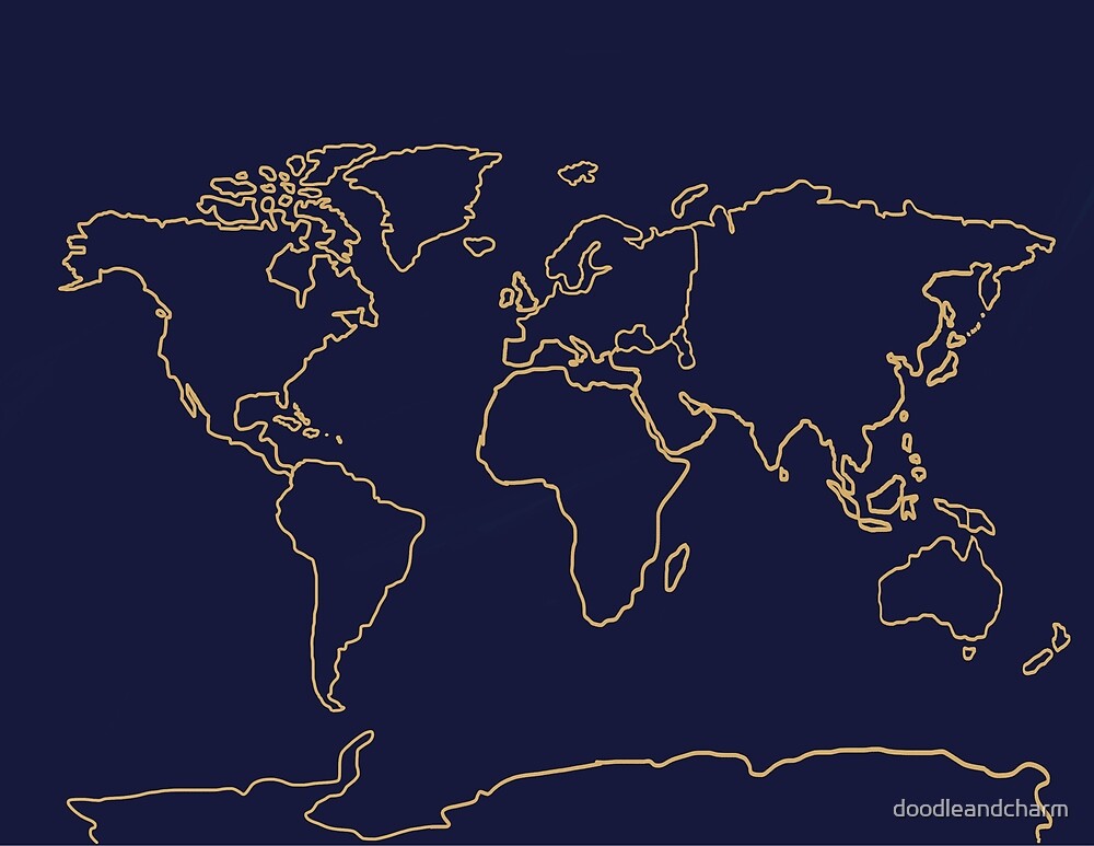 "World map outline navy" by doodleandcharm | Redbubble