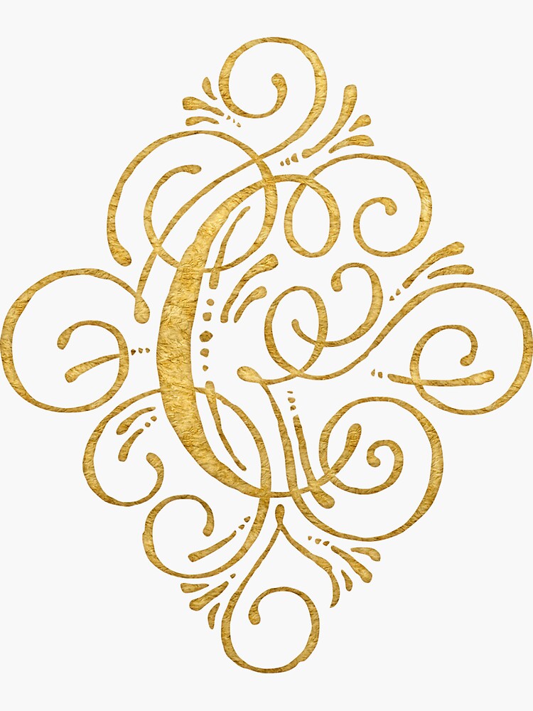 "Monogram C Calligraphy Gold" Sticker for Sale by junkydotcom | Redbubble