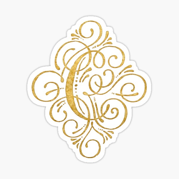 "Monogram C Calligraphy Gold" Sticker for Sale by junkydotcom | Redbubble