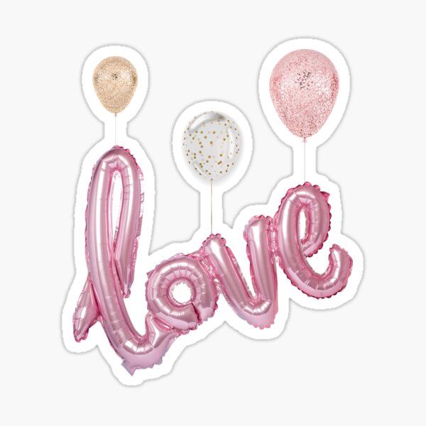 "Cut Pink Love With Balloons" Sticker for Sale by ad-ben | Redbubble