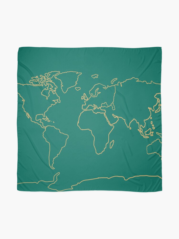 "World map outline jade" Scarf for Sale by doodleandcharm | Redbubble