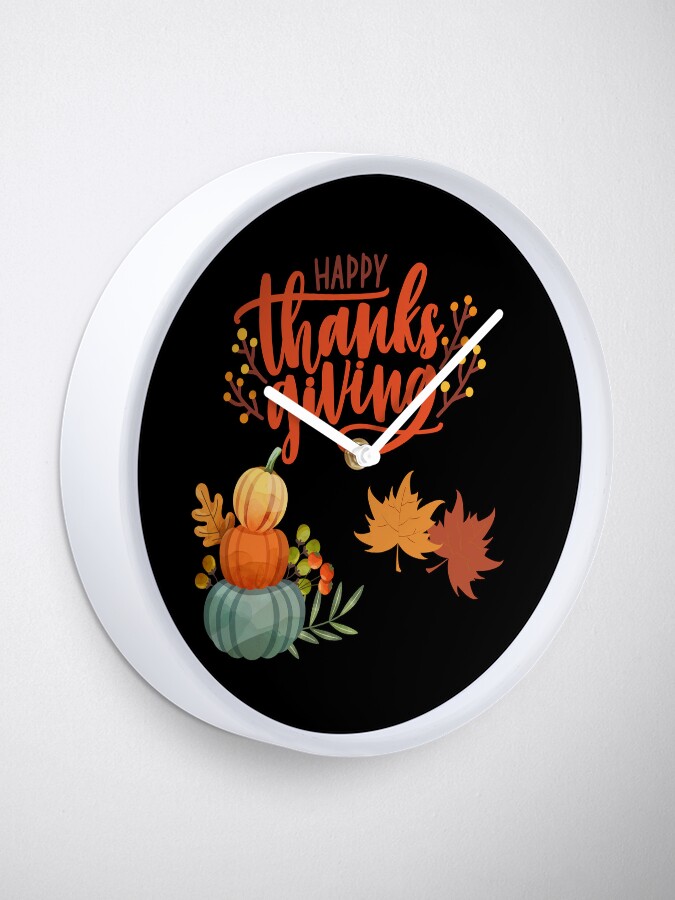 Happy thanksgiving day l Thanksgiving dinner Wall Clock sold by Megan ...