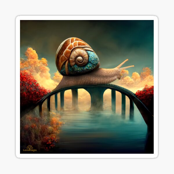 "Snail walking on a bridge | Abstract Wild Life" Sticker for Sale by ...