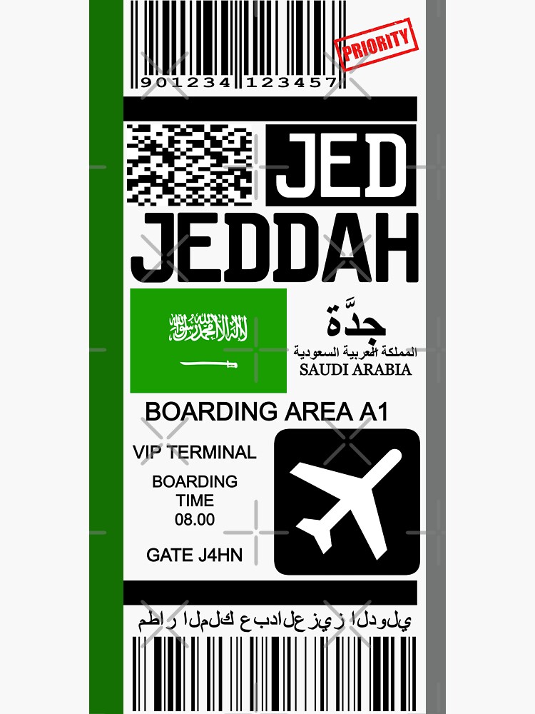 "Jeddah Saudi Arabia travel ticket" Sticker for Sale by JDWalkerco ...
