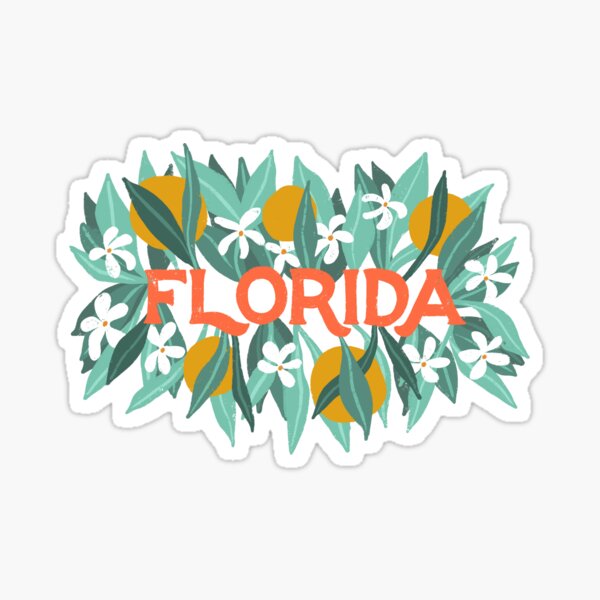"Florida with State Flower | Artist Designed Illustration Featuring the ...