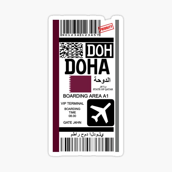 "Doha Qatar travel ticket" Sticker for Sale by JDWalkerco | Redbubble