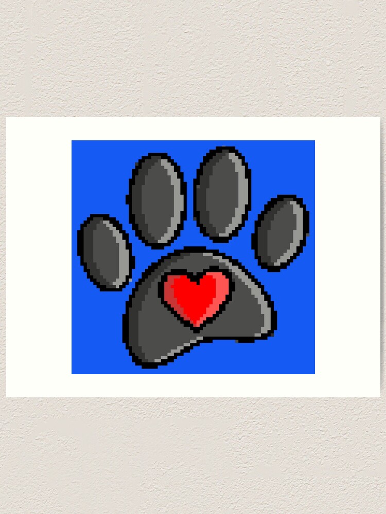 "Retro 80s Video Game 8 Bit Pixel Art Dog Paw Print" Art Print for Sale ...