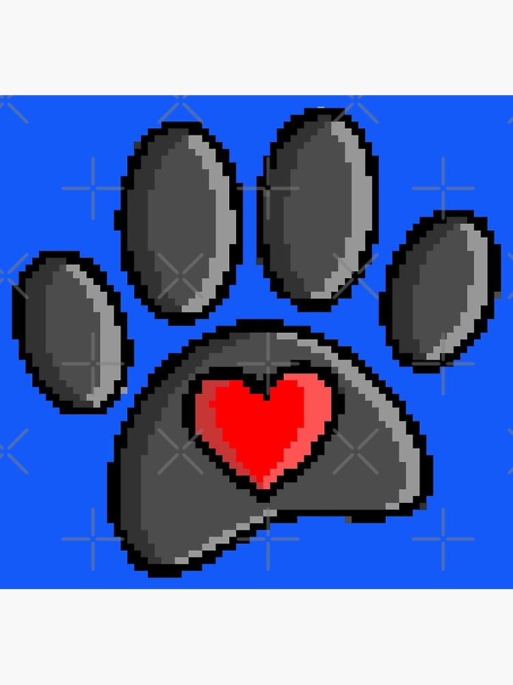 "Retro 80s Video Game 8 Bit Pixel Art Dog Paw Print" Art Print for Sale ...