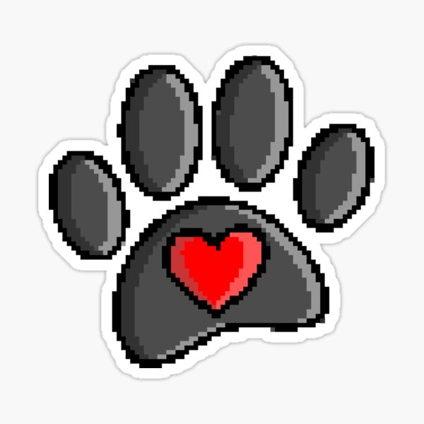 "Retro 80s Video Game 8 Bit Pixel Art Dog Paw Print" Sticker for Sale ...