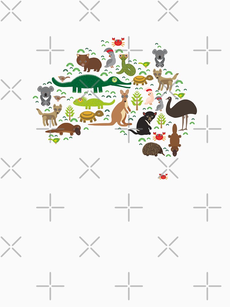"Australian animal map Echidna Platypus ostrich Emu Tasmanian devil ...