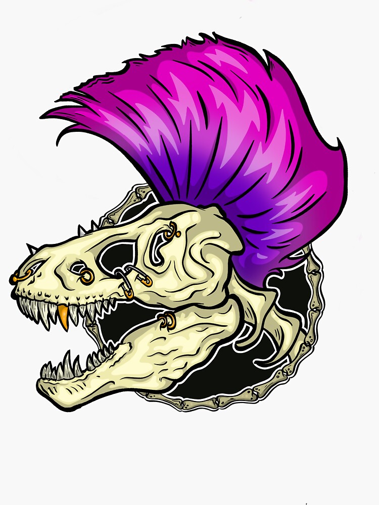 "punk-o-saurus rex" Sticker for Sale by No44design | Redbubble
