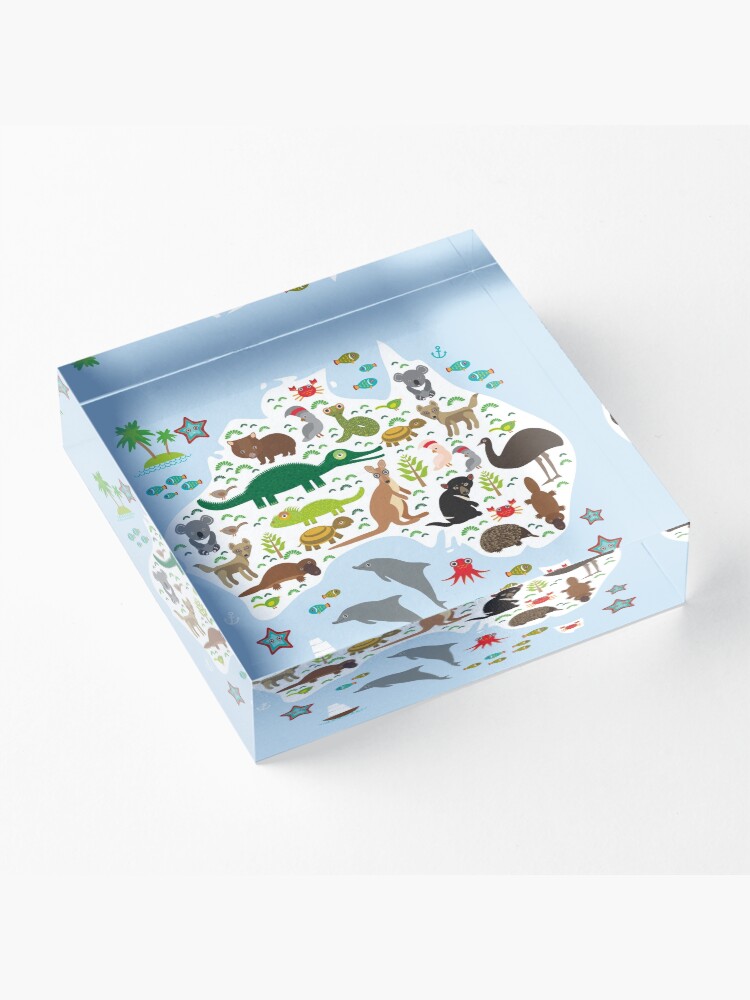 "Australische Tierkarte und Ozean Echidna Platypus Strauß Emu ...