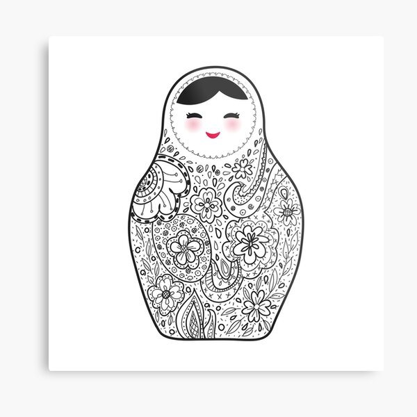 "Cute doll matrioshka Babushka on black background Babushka smiling ...