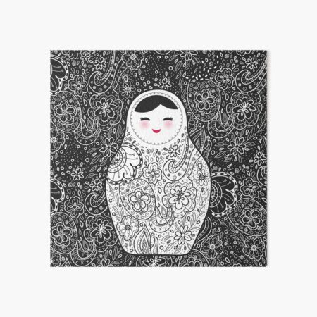 "Cute doll matrioshka Babushka on black background Babushka smiling ...
