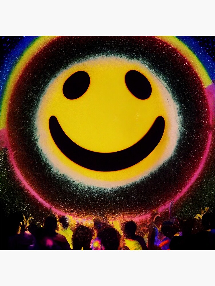 "smiley rave face" Poster for Sale by SmallSingy | Redbubble