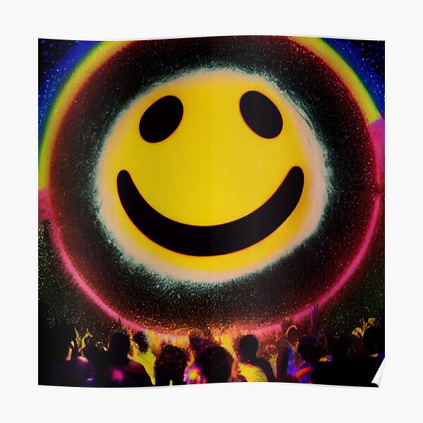 "smiley rave face" Poster for Sale by SmallSingy | Redbubble