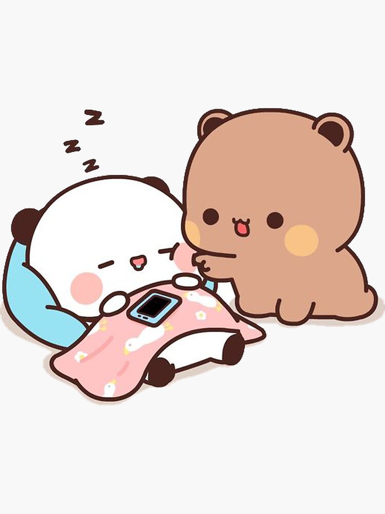 "Couple Peach Cat Bubu Sleeping" Sticker for Sale by geniustremen ...