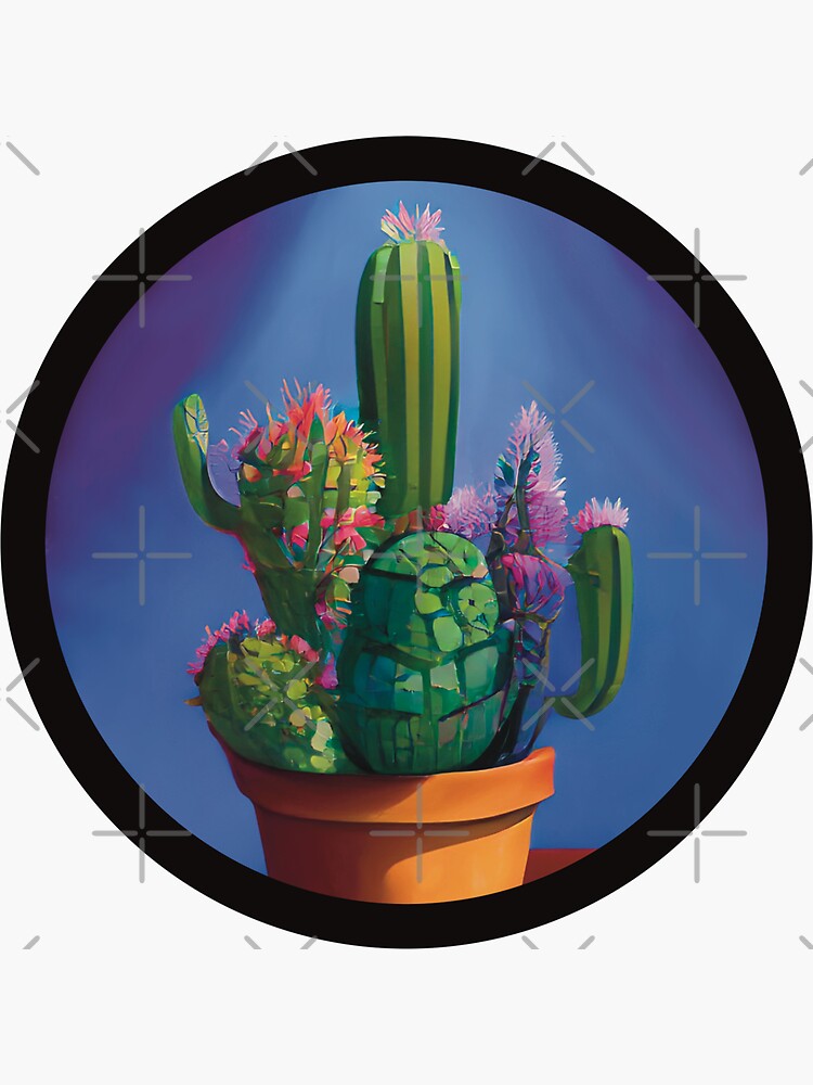 "Cacti in a Pot - digital art cactus painting" Sticker for Sale by ...