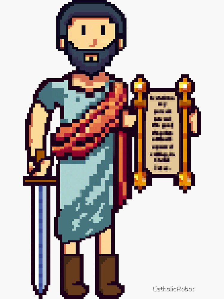 "Saint Paul - Pixel Art" Sticker for Sale by CatholicRobot | Redbubble
