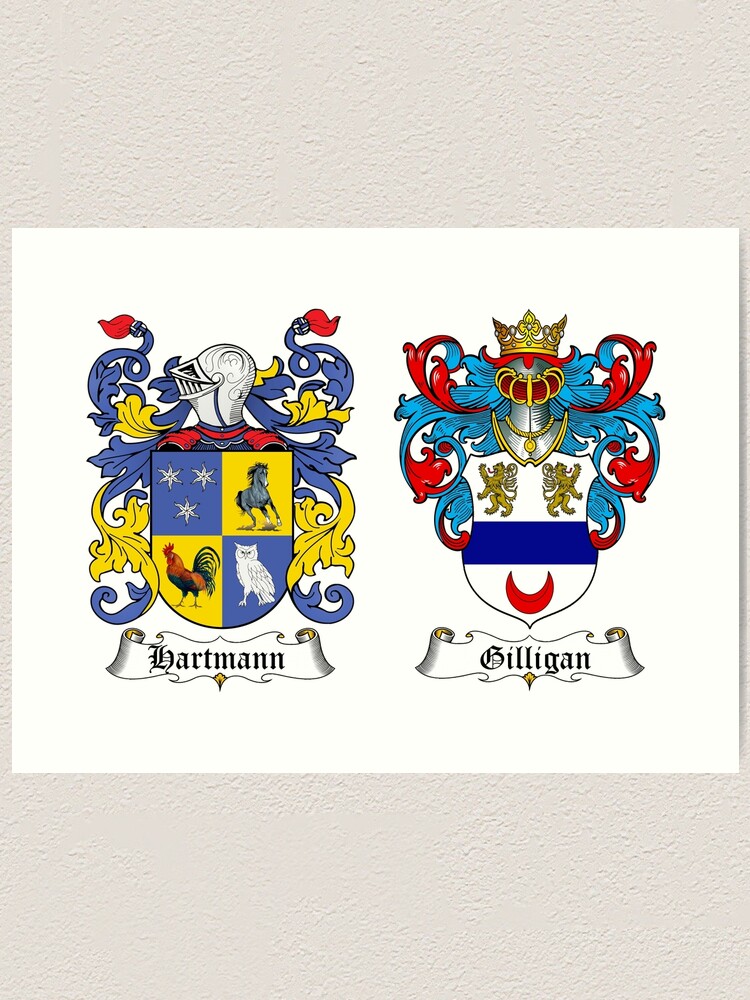 "HARTMANN & GILLIGAN FAMILY CRESTS" Art Print for Sale by CathalDevlin ...