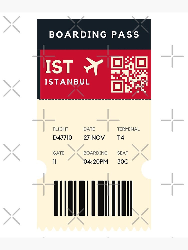 "Istanbul Flight Ticket Boarding Pass Travel" Poster for Sale by ...