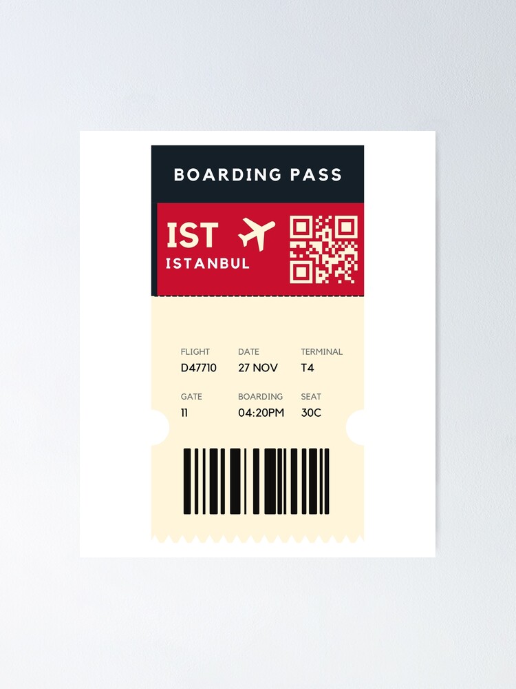 "Istanbul Flight Ticket Boarding Pass Travel" Poster for Sale by ...