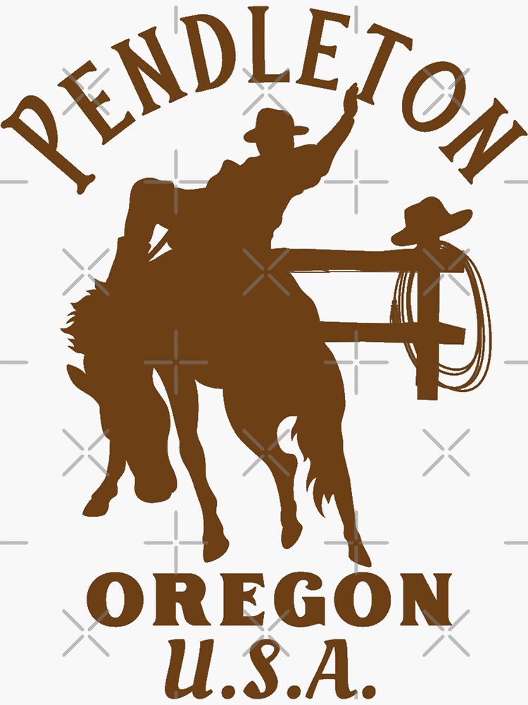 "Brown Pendleton Oregon Rodeo Rider" Sticker for Sale by WesternLocales ...