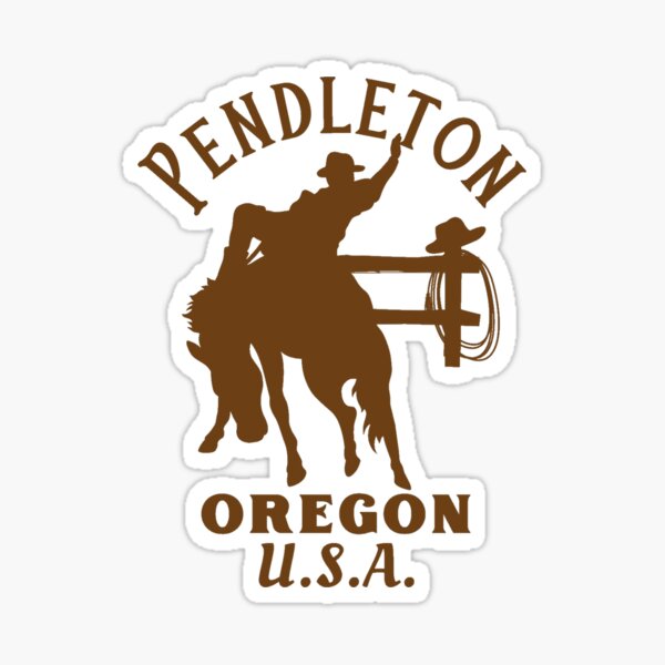 "Brown Pendleton Oregon Rodeo Rider" Sticker for Sale by WesternLocales ...