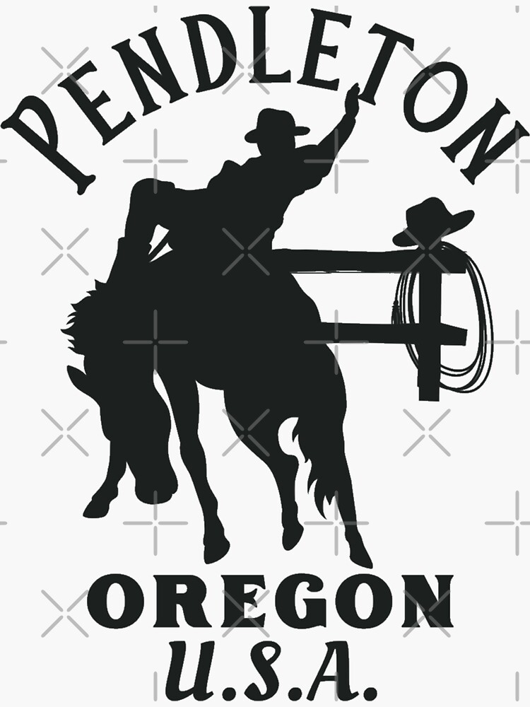 "Black Pendleton Oregon Rodeo Rider" Sticker for Sale by WesternLocales ...