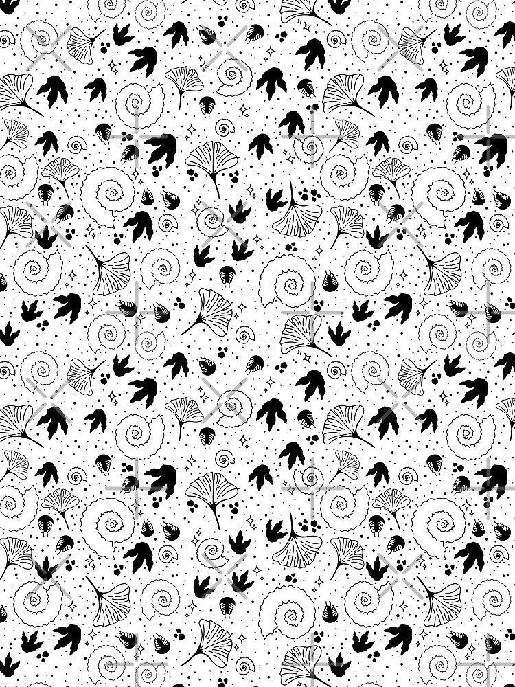 "Ammonite Fossil Pattern, White VR | Footprints Ginkgo Trilobite ...