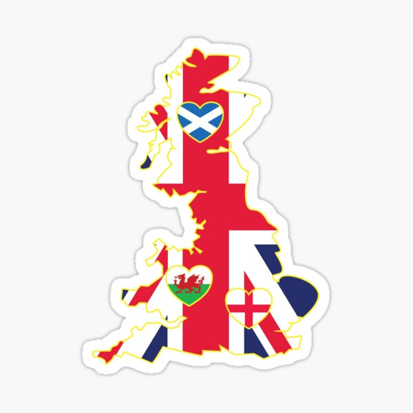"Flags Map Of Great Britain" Sticker for Sale by DPattonPD | Redbubble