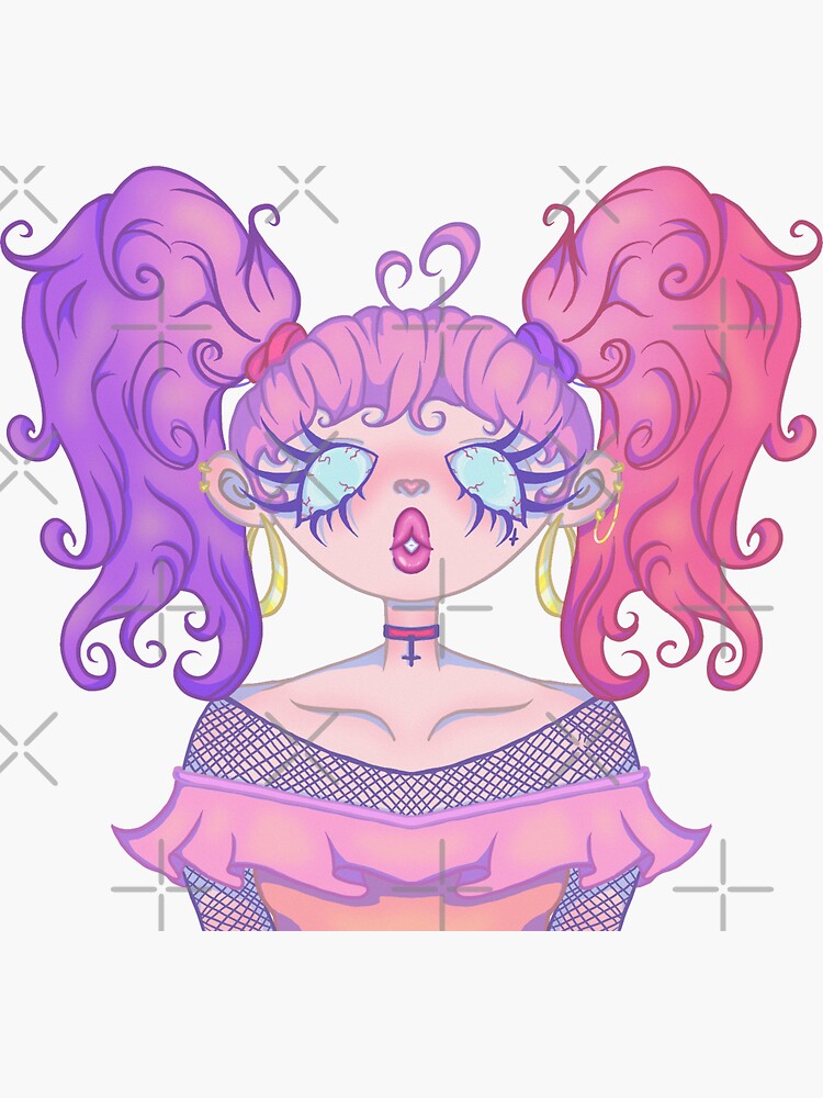 "Pink goth girl" Sticker for Sale by fj-draw-art | Redbubble
