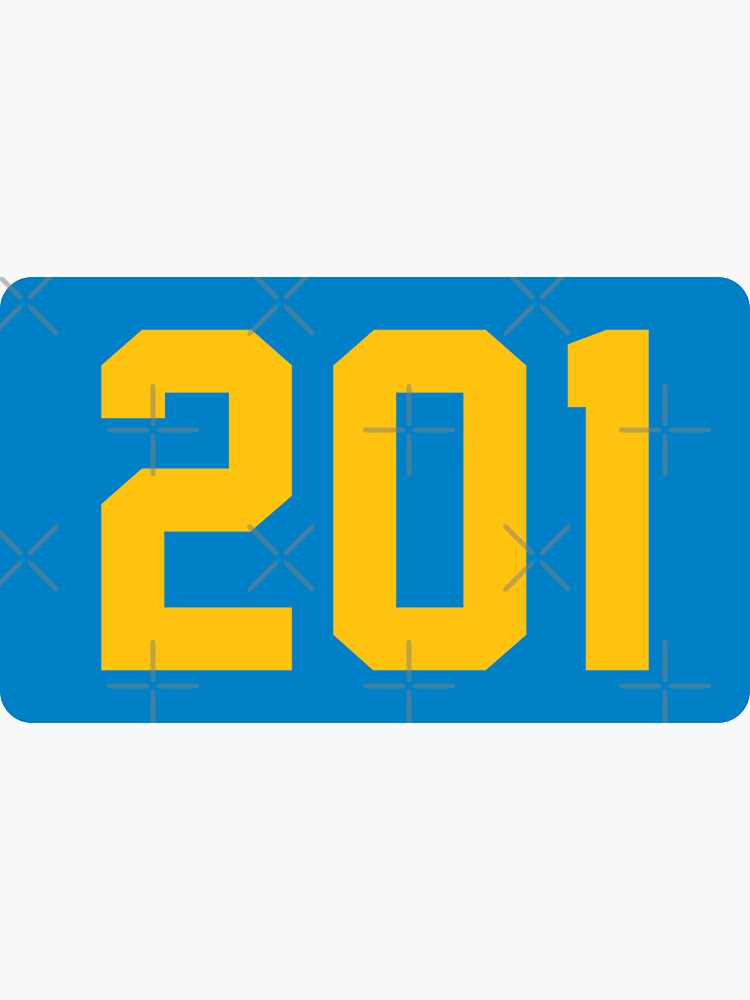"201 Area Code Design 2022 in Yellow and Light Blue" Sticker for Sale ...