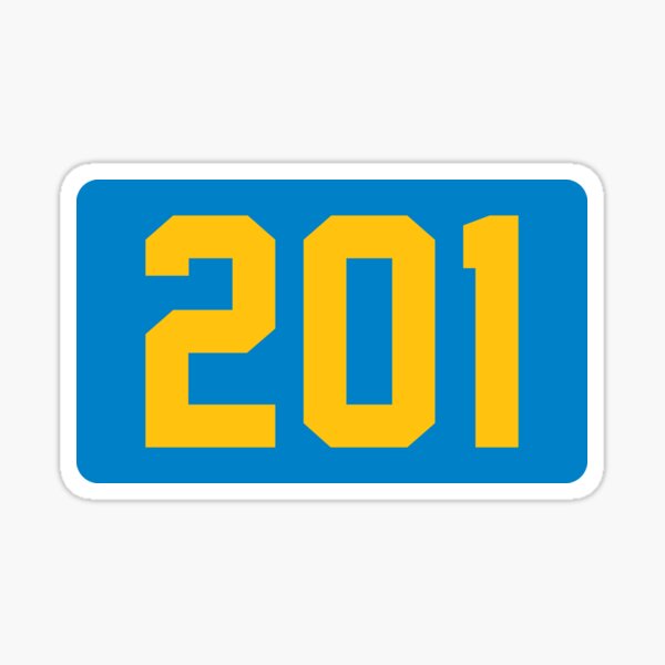 "201 Area Code Design 2022 in Yellow and Light Blue" Sticker for Sale ...