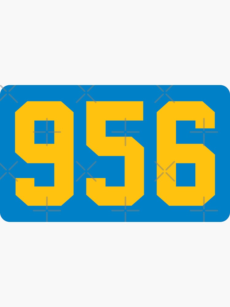 "956 Area Code Design 2022 in Yellow and Light Blue" Sticker for Sale ...