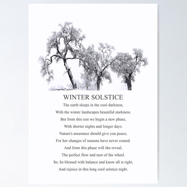 "Winter Solstice Trees and Snow Poem Blessing Holiday Cards" Poster for ...
