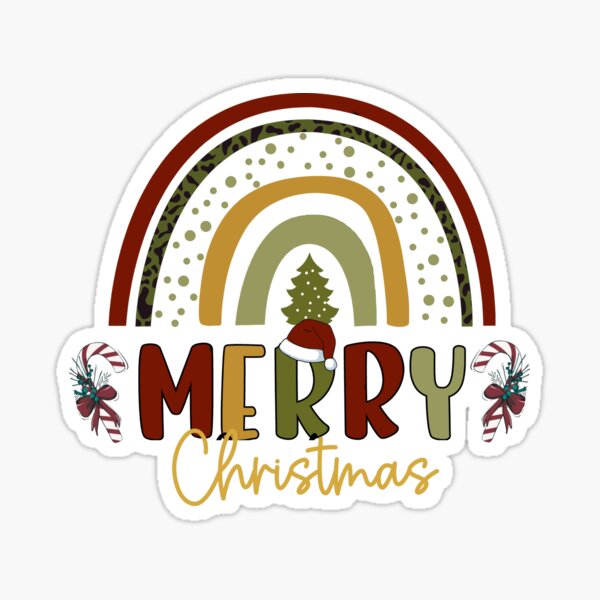 "Merry Christmas Boho Rainbow" Sticker for Sale by HappyLifeCreate ...