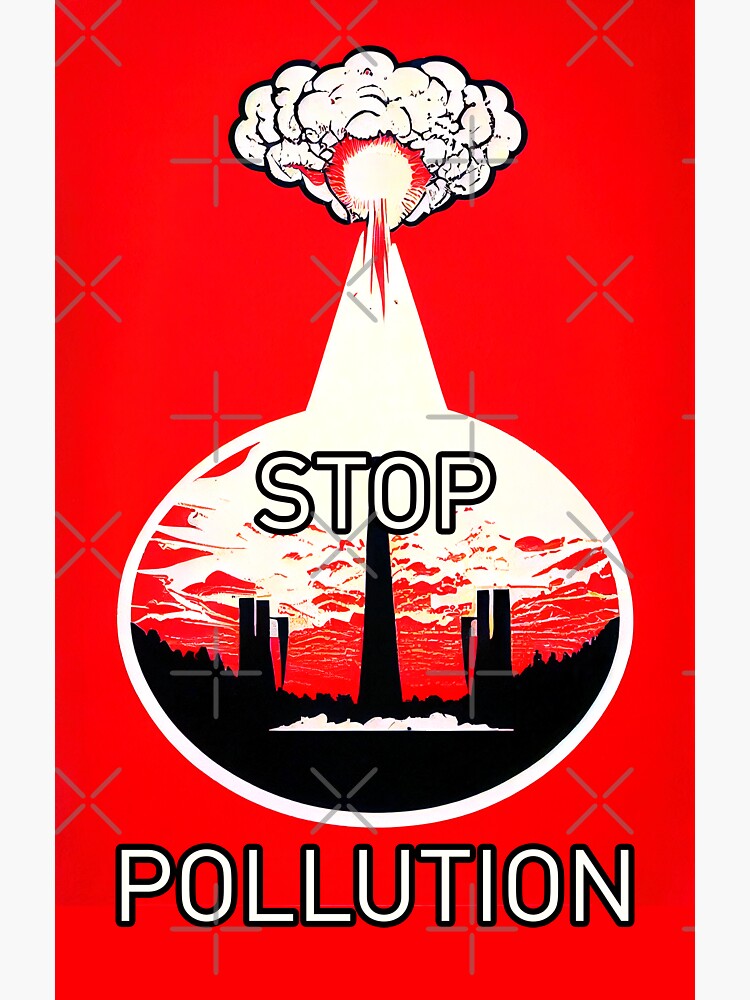 "Stop pollution retro poster" Sticker for Sale by avancee | Redbubble