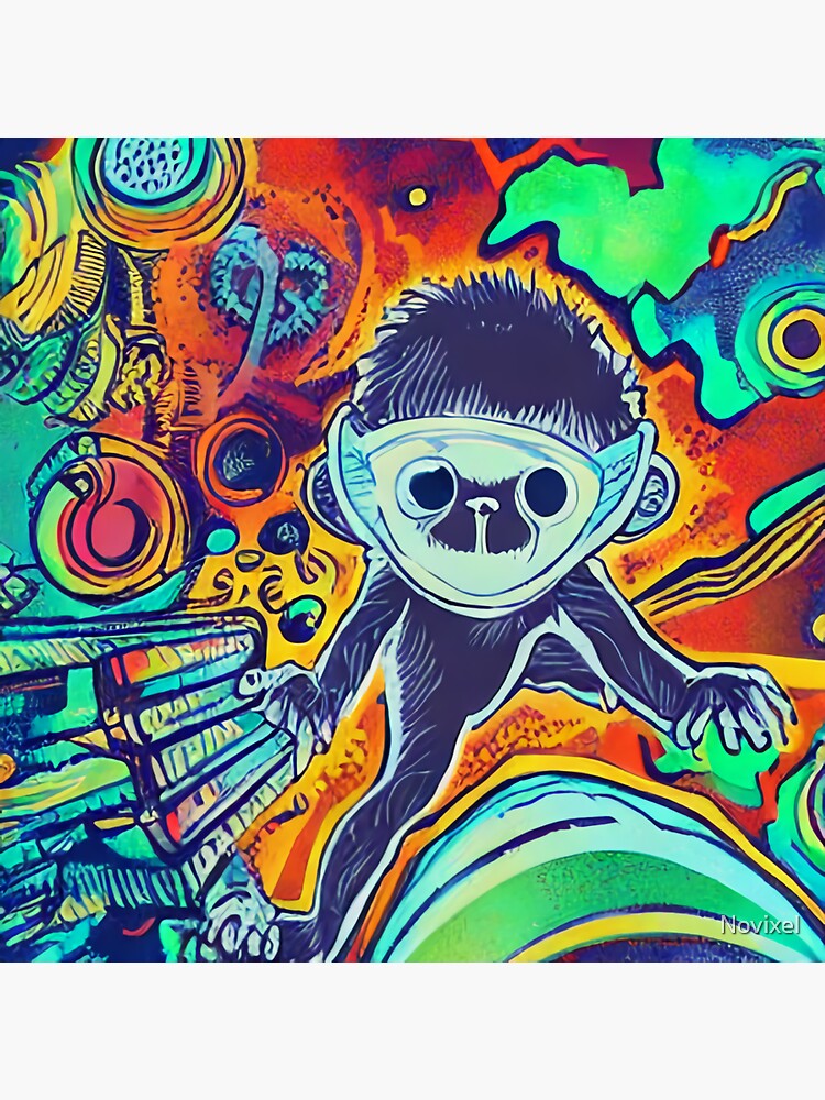 "Trippy Magical Internet Monkey" Sticker for Sale by Novixel | Redbubble