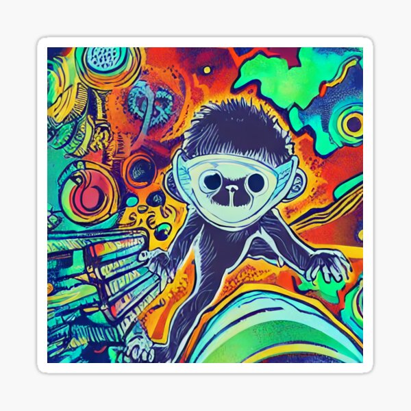 "Trippy Magical Internet Monkey" Sticker for Sale by Novixel | Redbubble