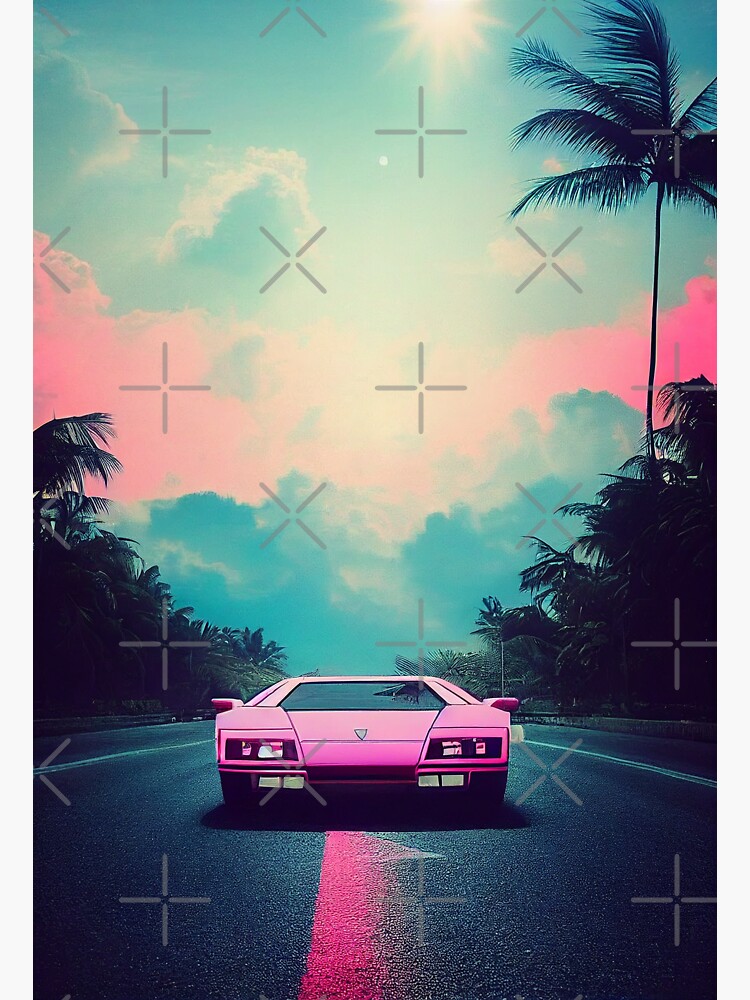 "Miami pink sports car" Sticker for Sale by osy003 | Redbubble