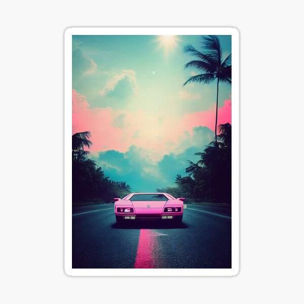 "Miami pink sports car" Sticker for Sale by osy003 | Redbubble