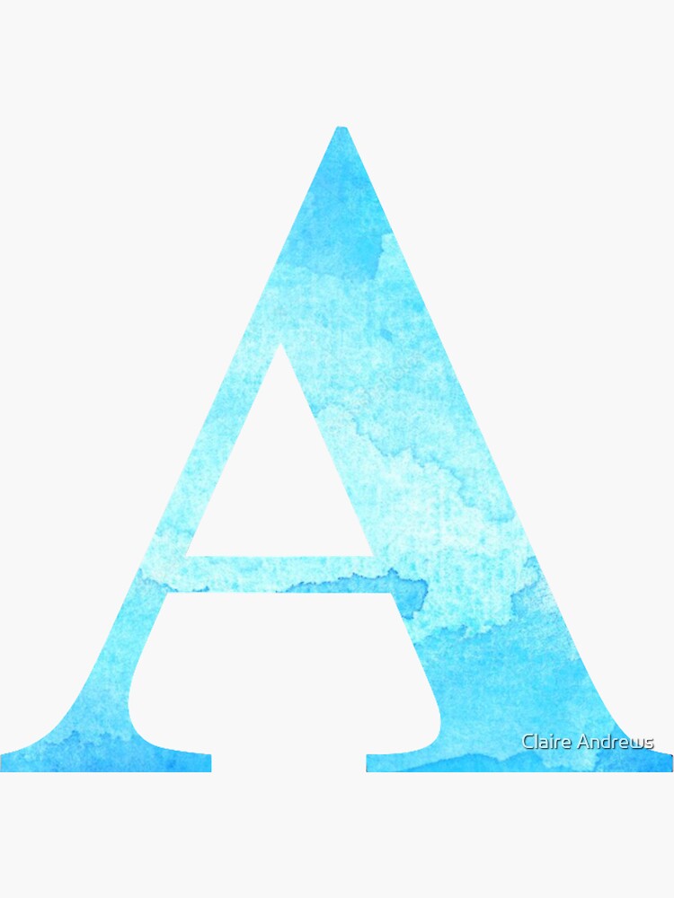 "The Letter A- Light Blue and Dark Blue Gradient Watercolor Sticker ...