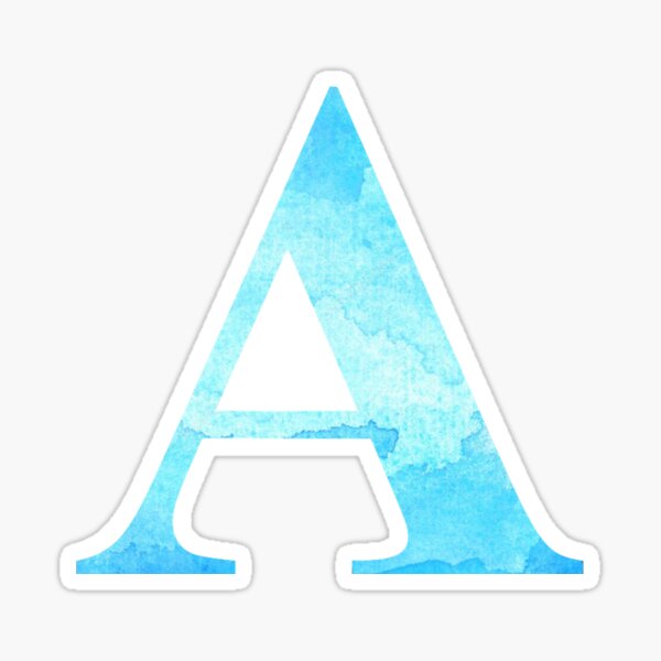 "The Letter A- Light Blue and Dark Blue Gradient Watercolor Sticker ...
