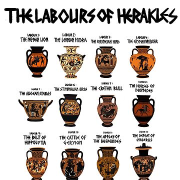 "The twelve labours of Hercules on Greek pottery" Art Print for Sale by ...