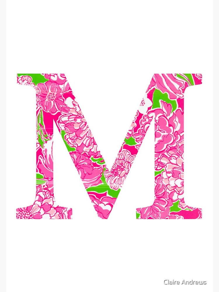 "The Letter M- Preppy Pink Rose and Flower Design Sticker" Spiral ...