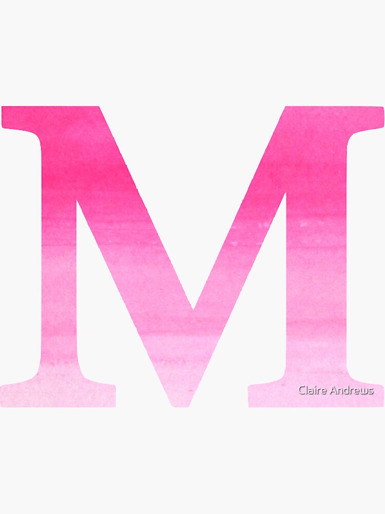 "The Letter M- Light Pink Gradient Watercolor Design Sticker" Sticker ...