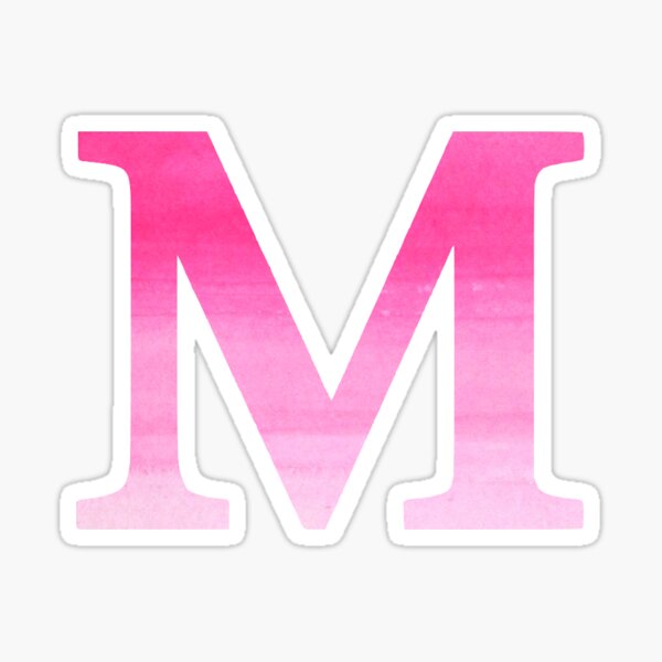 "The Letter M- Light Pink Gradient Watercolor Design Sticker" Sticker ...